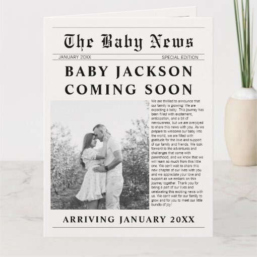 Newspaper Baby Coming Soon Pregnancy Announcement | Zazzle