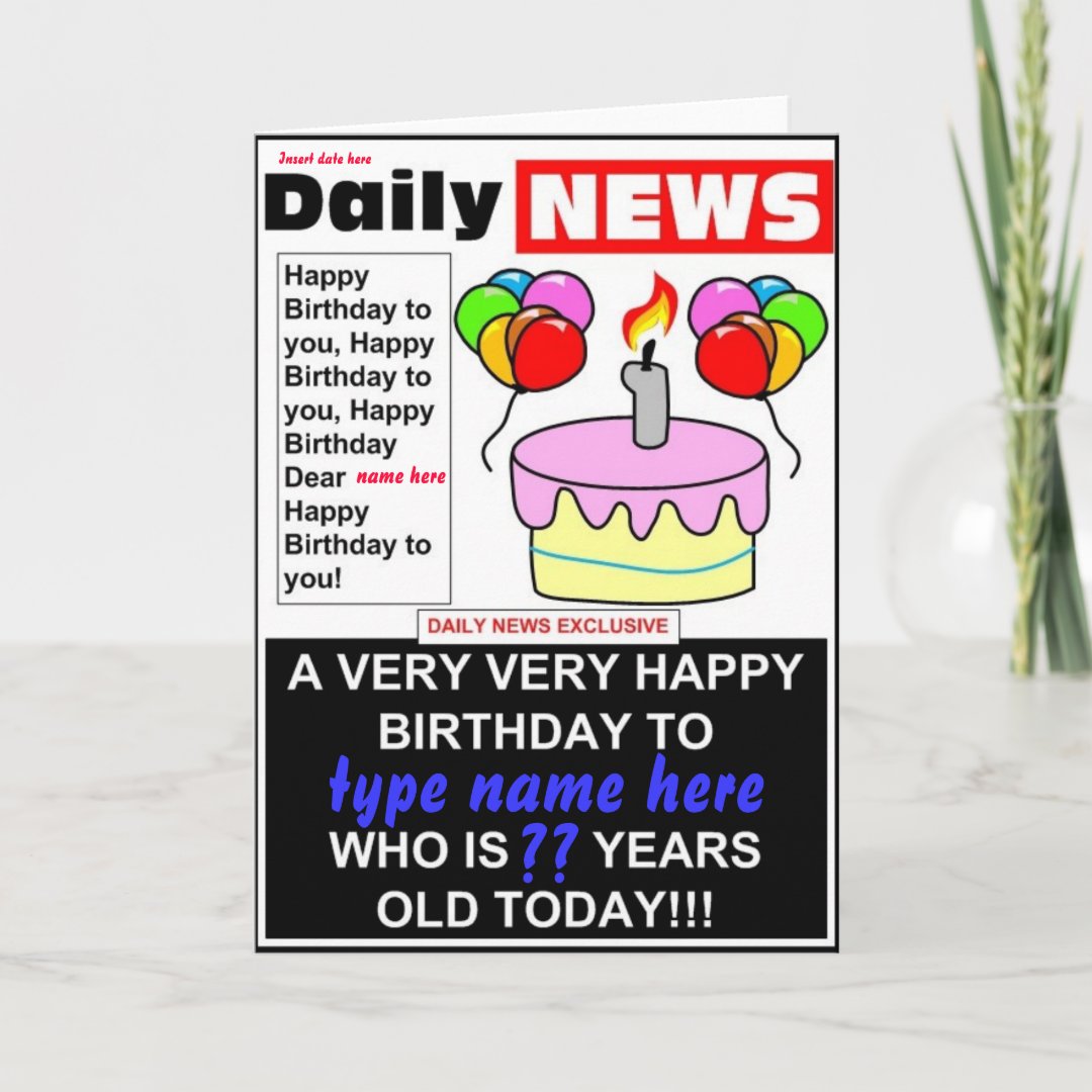 Newspaper Birthday Card | Zazzle