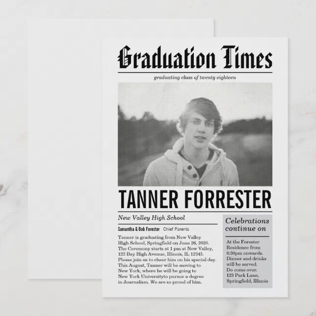 Newspaper Graduation Announcement | Zazzle