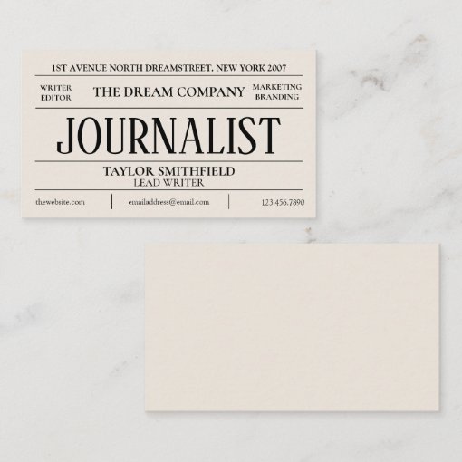 Newspaper Journalism Writer Vintage Business Card | Zazzle