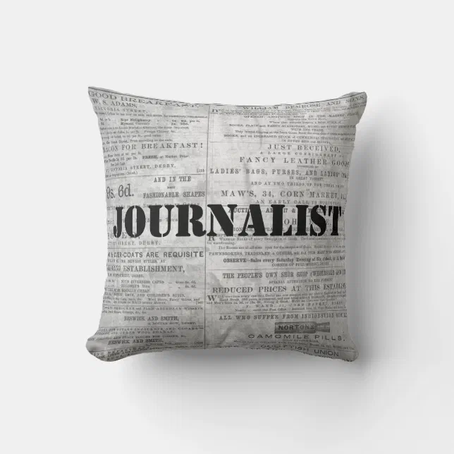 Newspaper News Print Journalist Throw Pillow | Zazzle