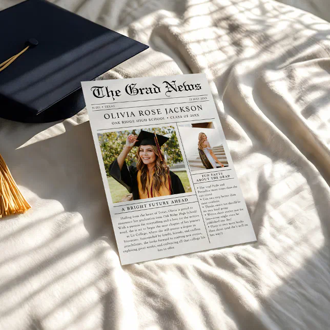 Newspaper Photo Graduation Announcement | Zazzle