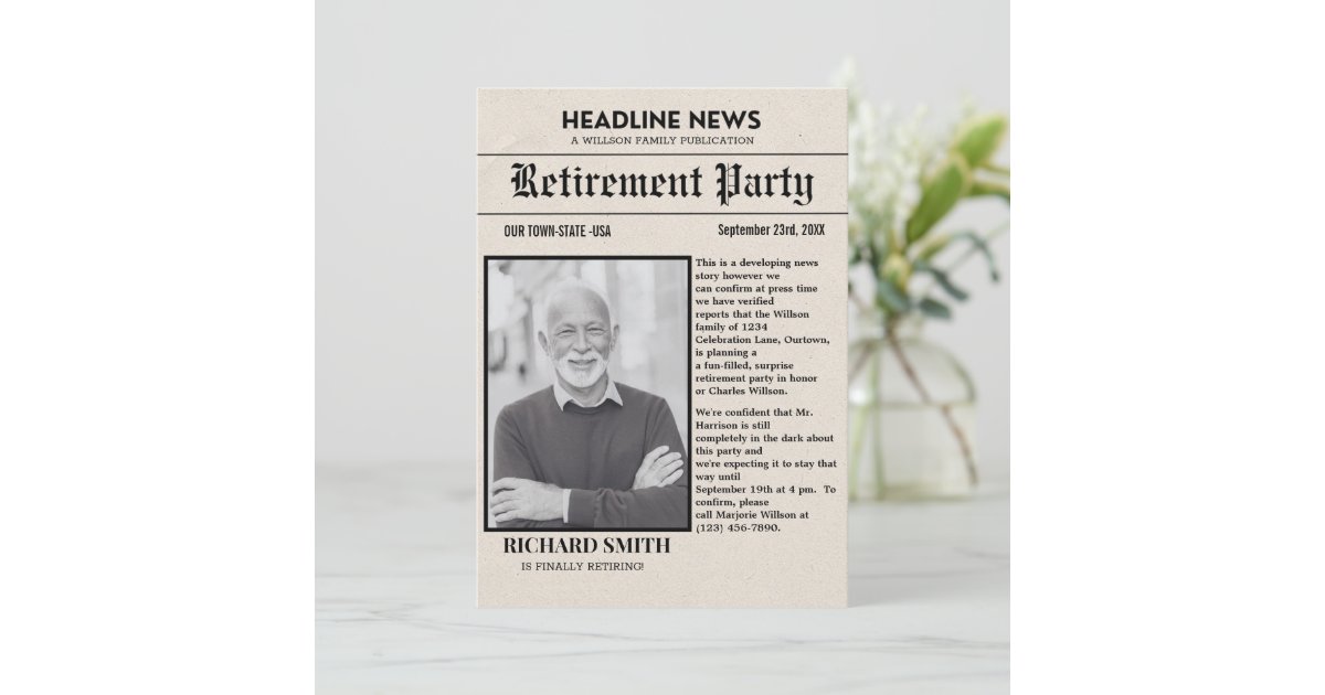 Newspaper Retirement Party Invitation | Zazzle
