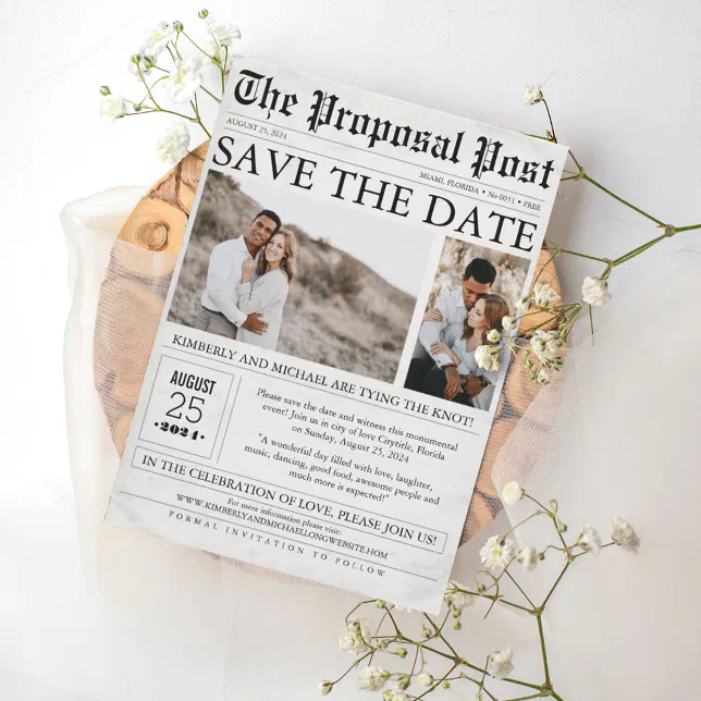 Newspaper Style Fun Save the Date Photo | Zazzle