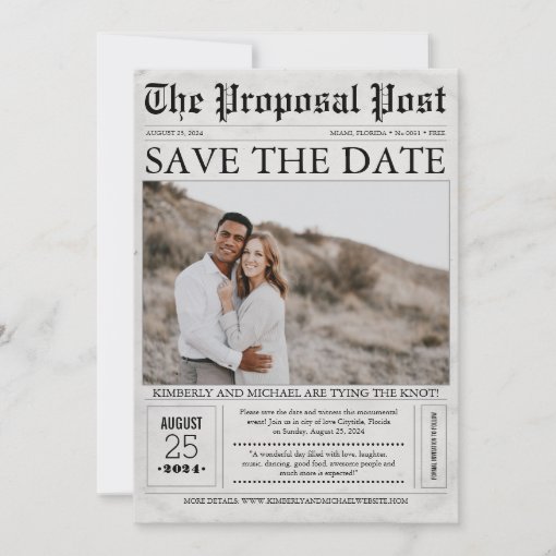 Newspaper Style Fun Save the Date Photo | Zazzle