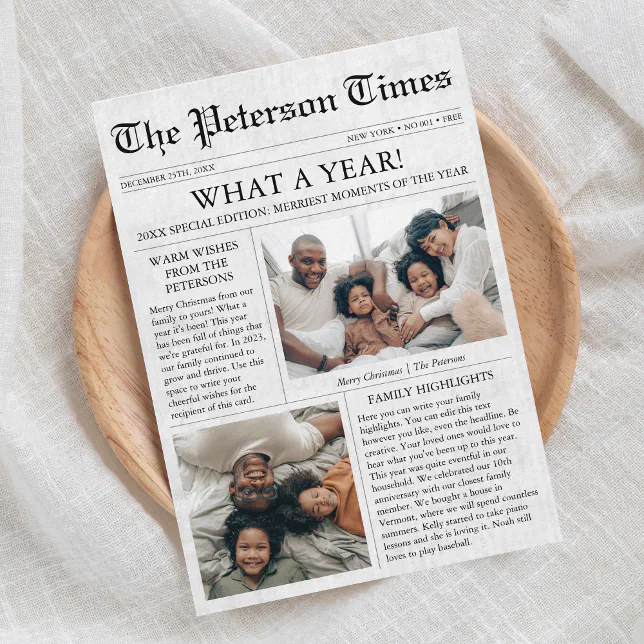 Newspaper Unique Christmas Photo Collage Holiday Card | Zazzle