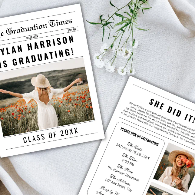 Newspaper Unique Class Of 2025 Graduation Invitation | Zazzle