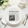 Newspaper Unique Fun Facts Photo Wedding Napkins | Zazzle