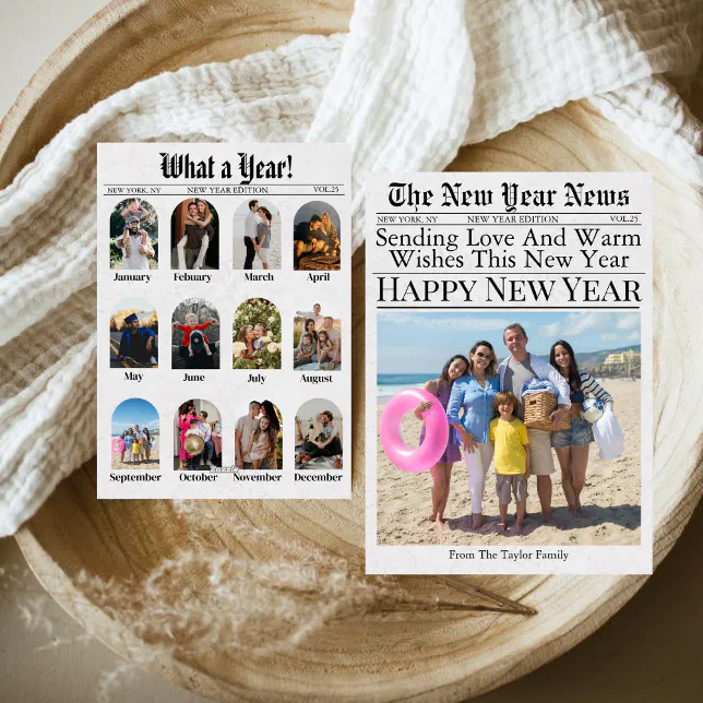 Newspaper Unique Fun What A Year New Year 2025 Holiday Card | Zazzle