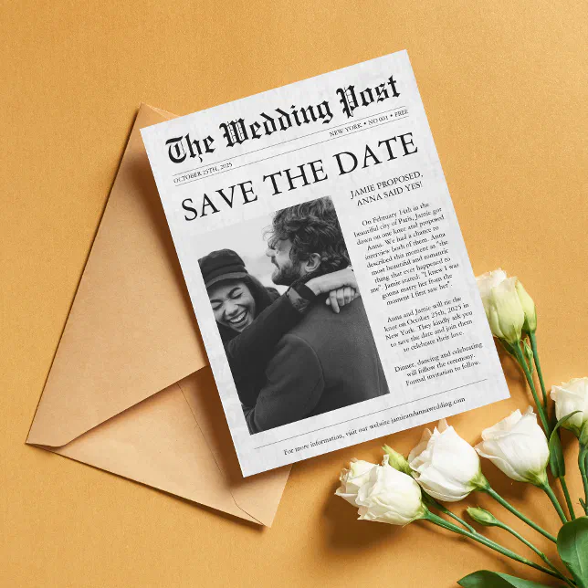 Newspaper Unique Photo Funny Save the Date Magnet | Zazzle