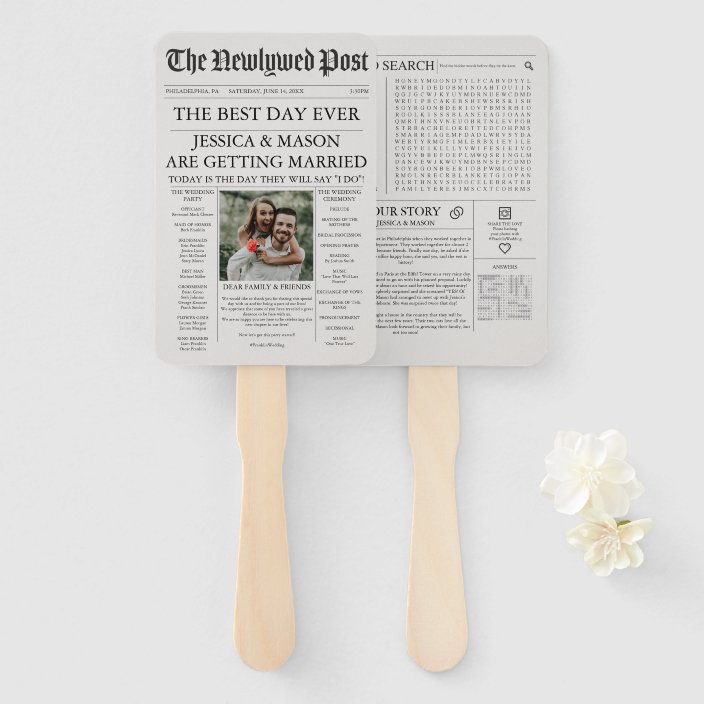 Newspaper Wedding Program Fan | Zazzle