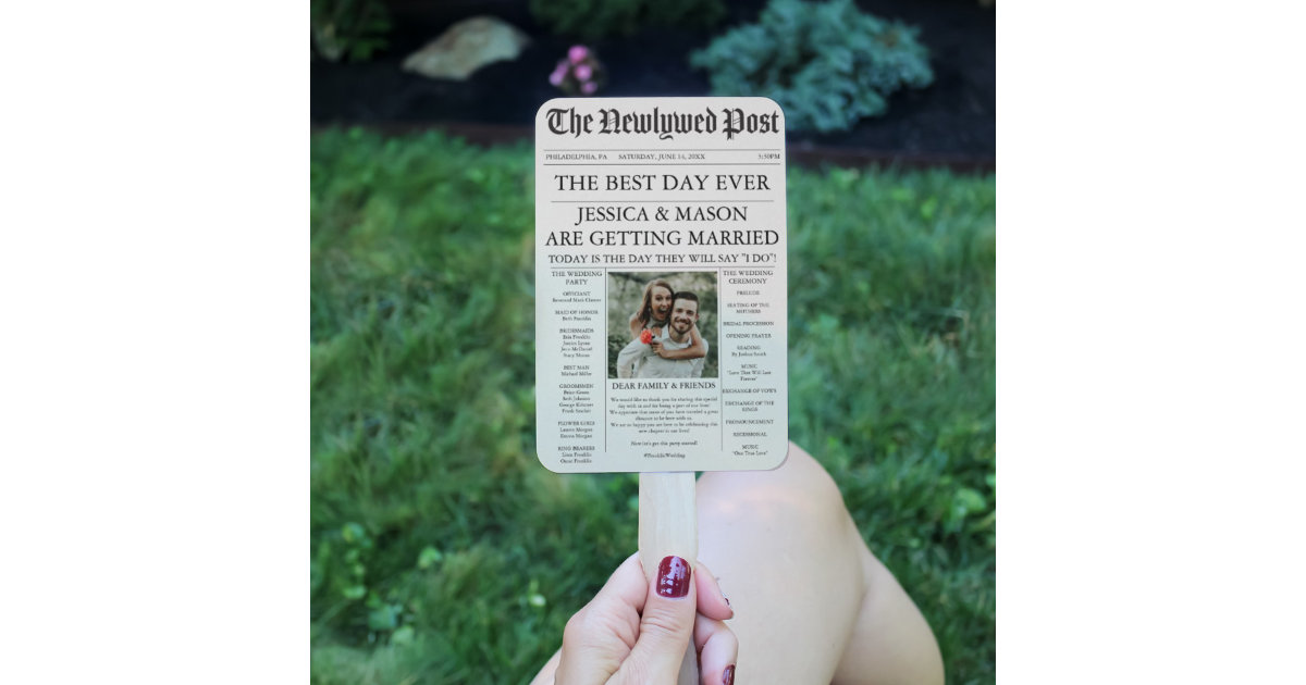 Newspaper Wedding Program Fan | Zazzle