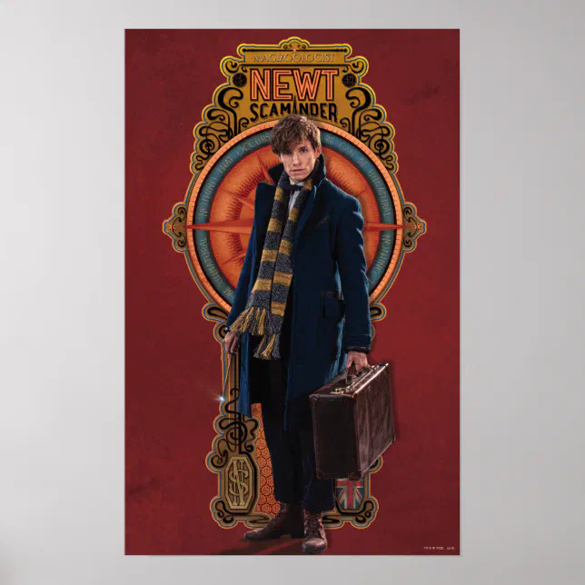 NEWT SCAMANDER™ Standing Art Nouveau Panel Poster | Zazzle