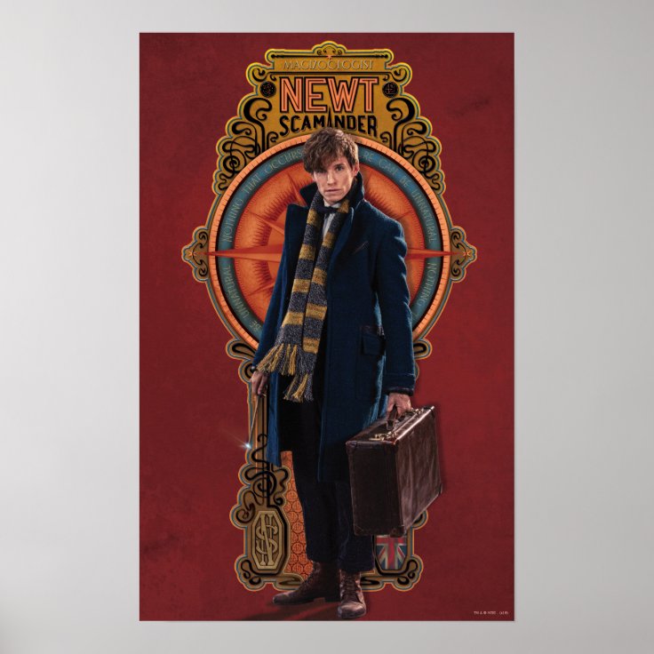 NEWT SCAMANDER™ Standing Art Nouveau Panel Poster | Zazzle