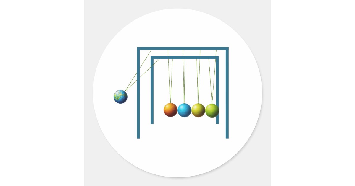 Newtons cradle classic round sticker | Zazzle
