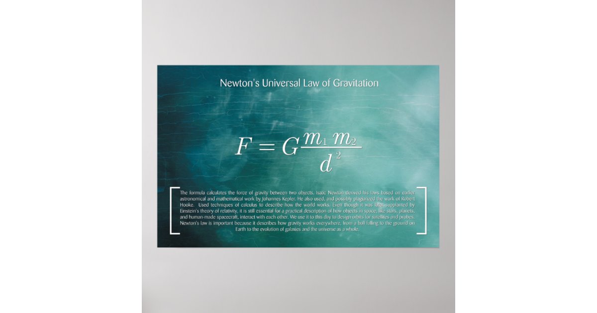 Newton's Universal Law of Gravitation - Poster | Zazzle
