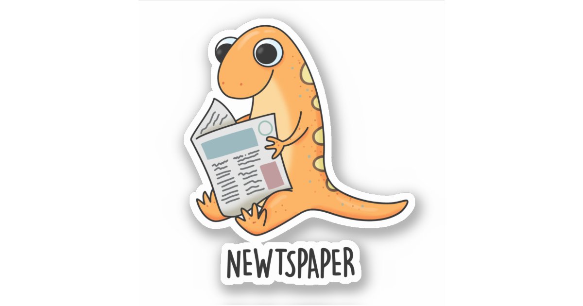 Newtspaper Funny Newt Pun Sticker | Zazzle