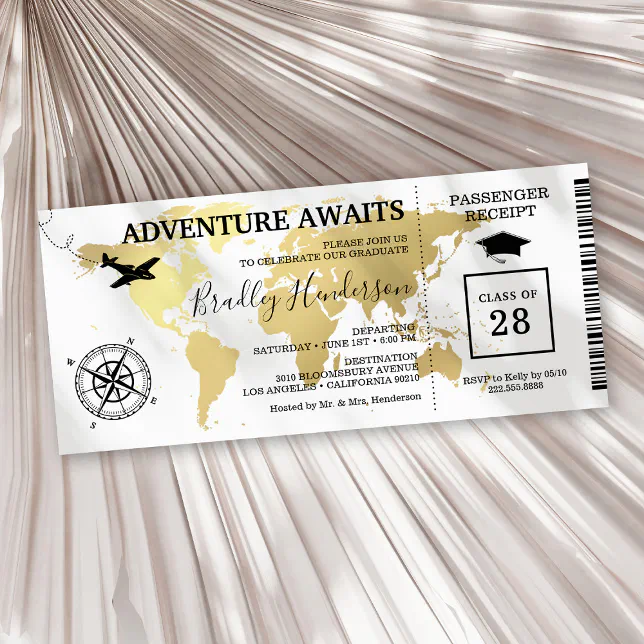 Next Adventure World Map Graduation Invitation | Zazzle