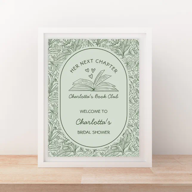 Next Chapter Book Theme Bridal Shower Welcome Poster | Zazzle