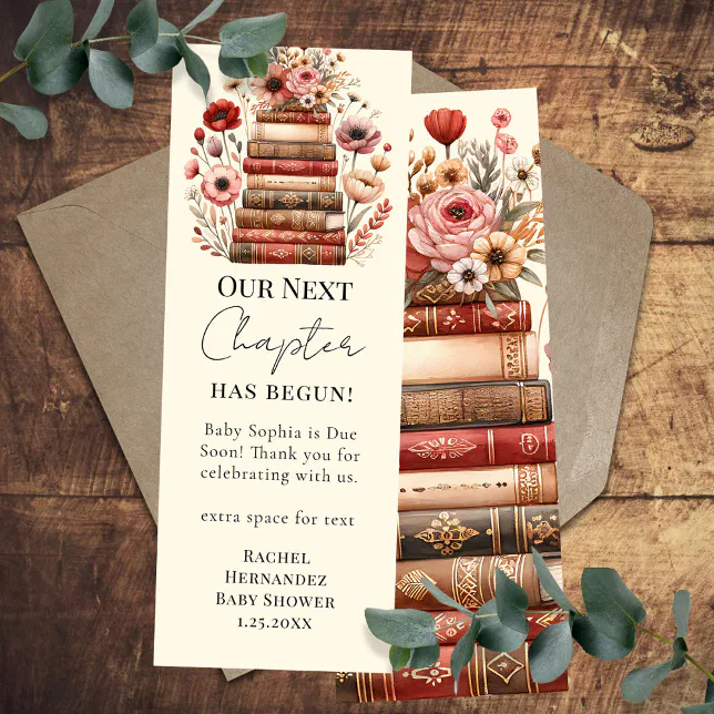 Next Chapter Floral Baby Shower Favor Bookmark | Zazzle