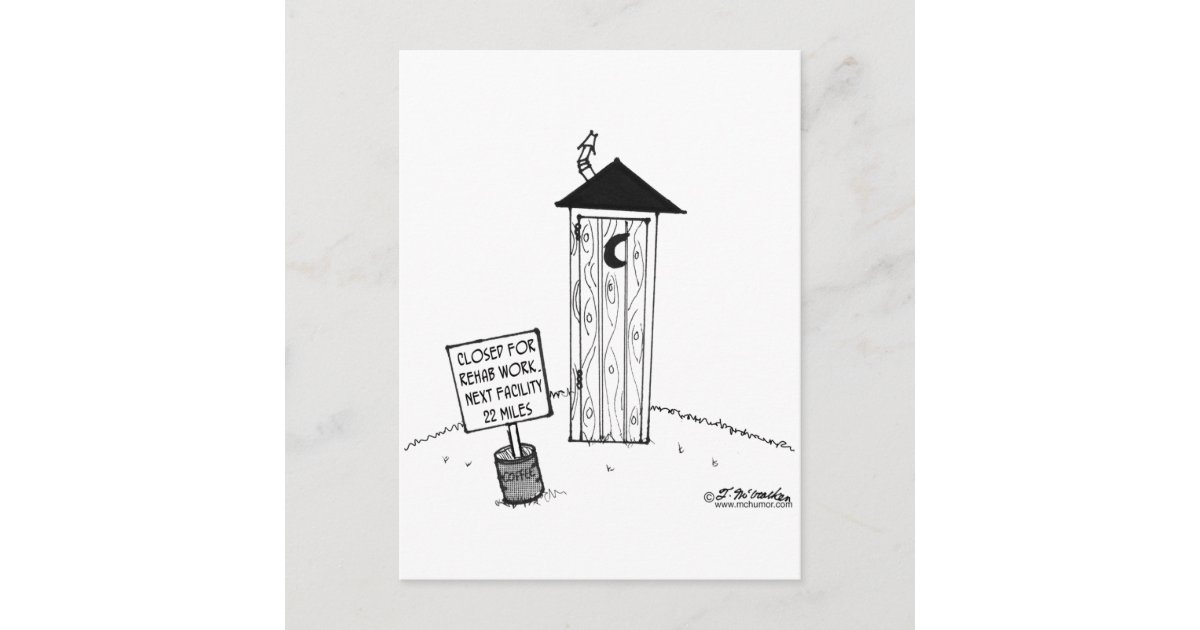 Next Outhouse 22 Miles Outhouse Cartoon Postcard | Zazzle