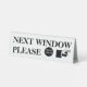 Next window please finger pointing DIY logo Table Tent Sign | Zazzle