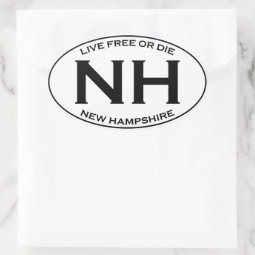 NH - New Hampshire Oval Sticker | Zazzle