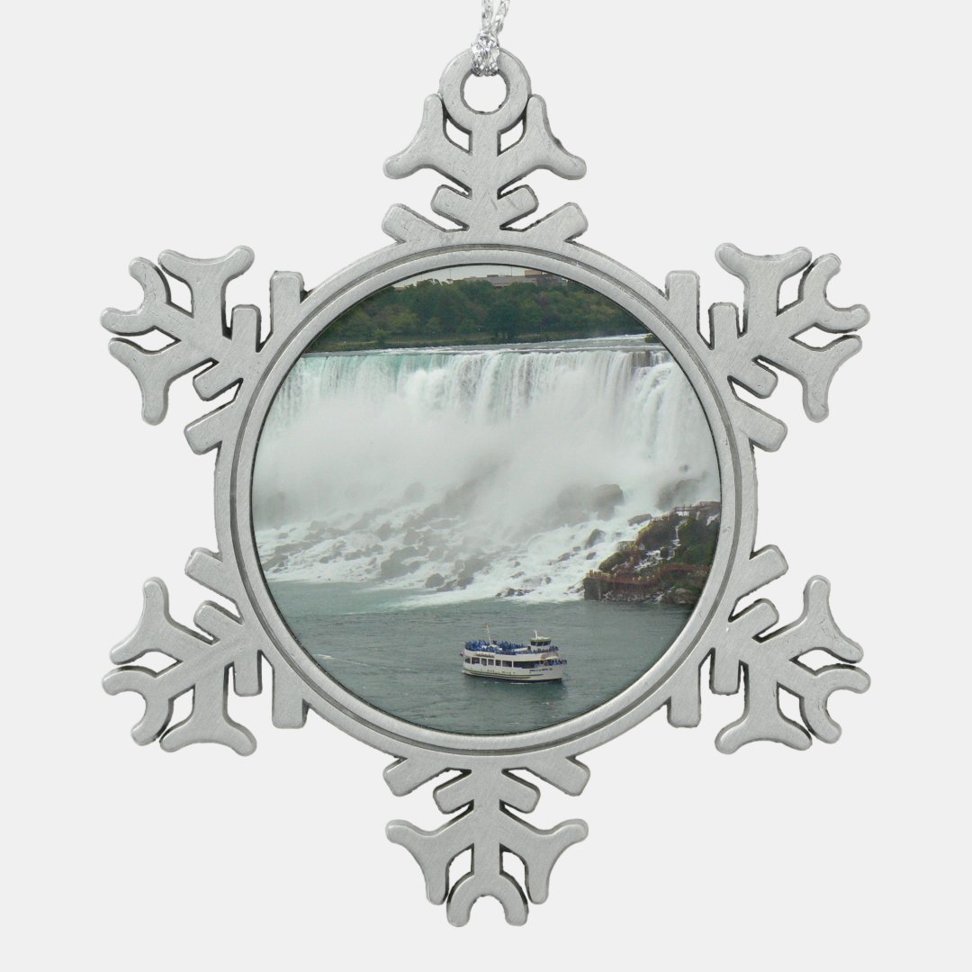 Niagara Falls on the Canadian Side Snowflake Pewter Christmas Ornament ...