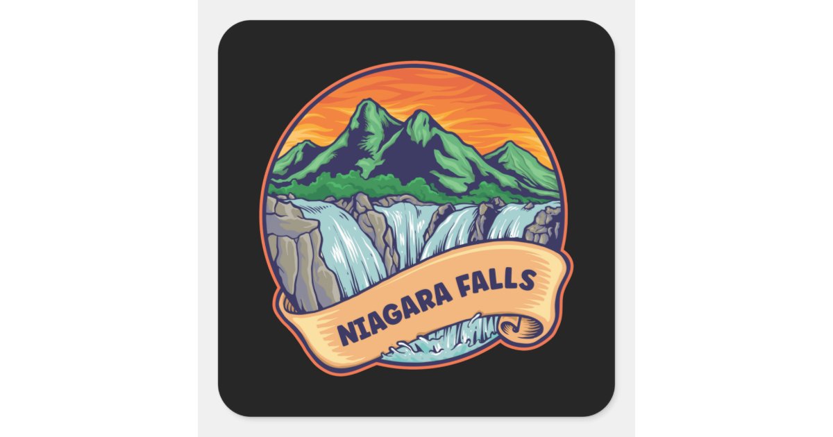 Niagara Falls Waterfall Adventure Square Sticker | Zazzle