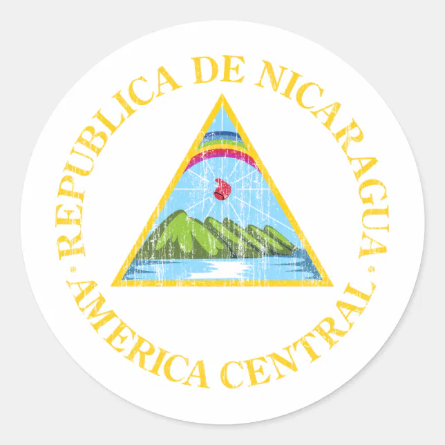 Nicaragua Coat Of Arms Classic Round Sticker | Zazzle