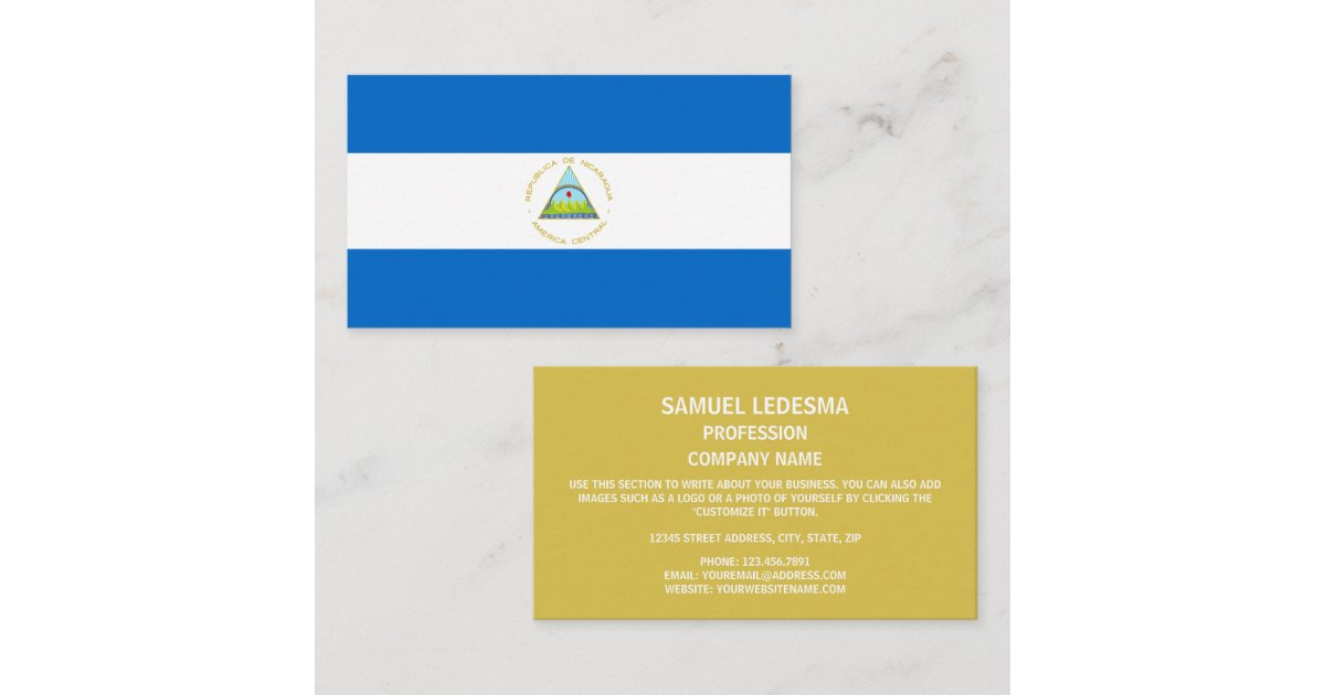 Nicaraguan Flag, Flag of Nicaragua Business Card | Zazzle