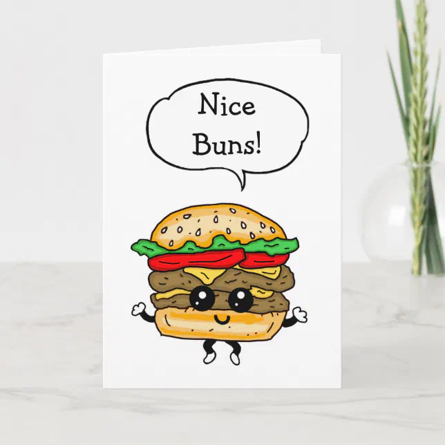 Nice Buns, Food Pun, Flirty Boyfriend/Girlfriend Card | Zazzle