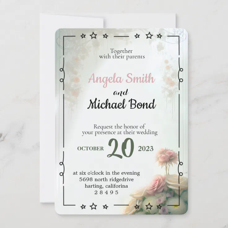 nice floral photo at back invitation | Zazzle