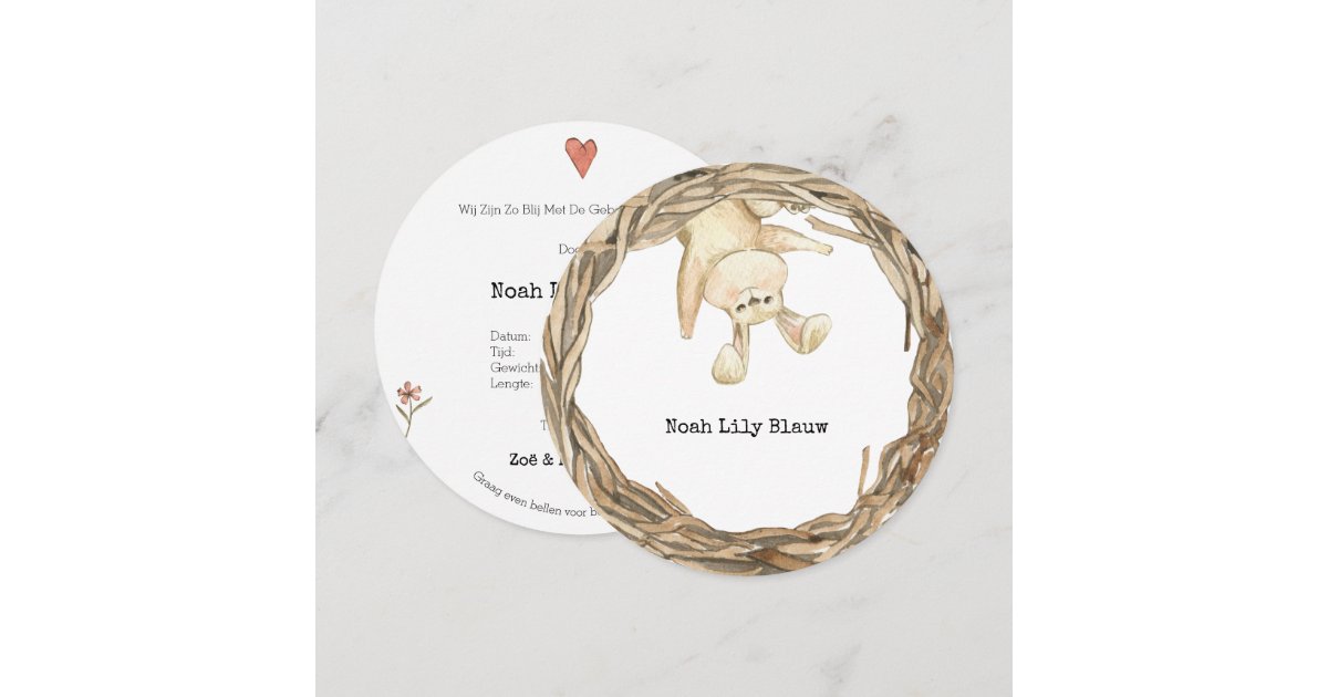 Nice Rabbit Dear Bos Animals Birth card | Zazzle