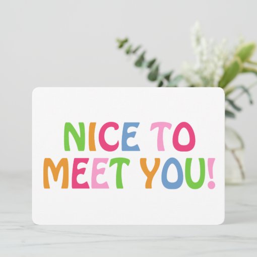 Nice To Meet You Quote Modern Cute Minimal Hello Thank You Card | Zazzle