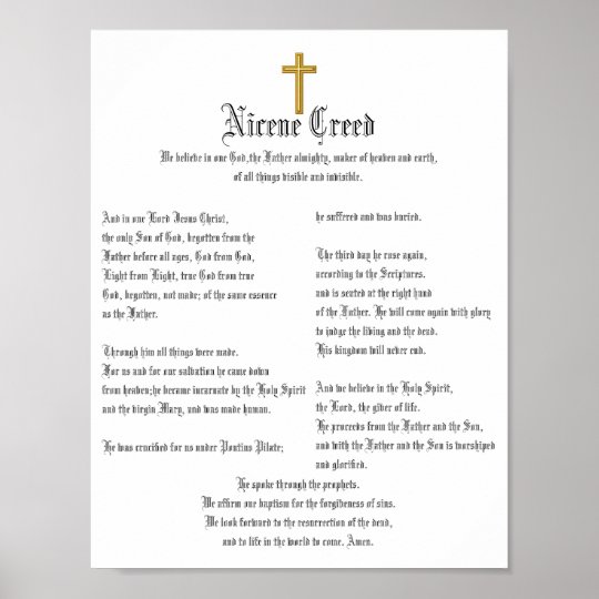 Nicene Creed and Cross Poster | Zazzle.com
