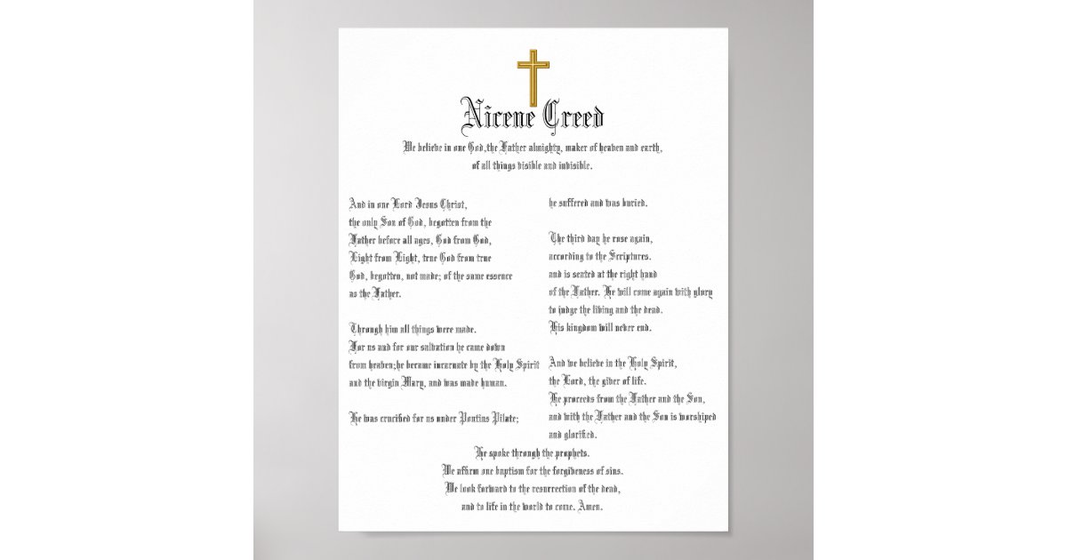 Nicene Creed and Cross Poster | Zazzle