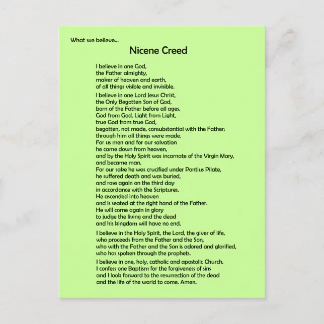 Nicene Creed Postcard ~ Customizable | Zazzle