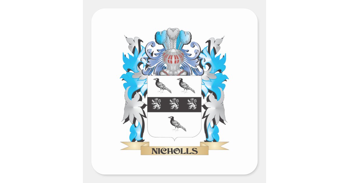 Nicholls Coat of Arms - Family Crest Square Sticker | Zazzle