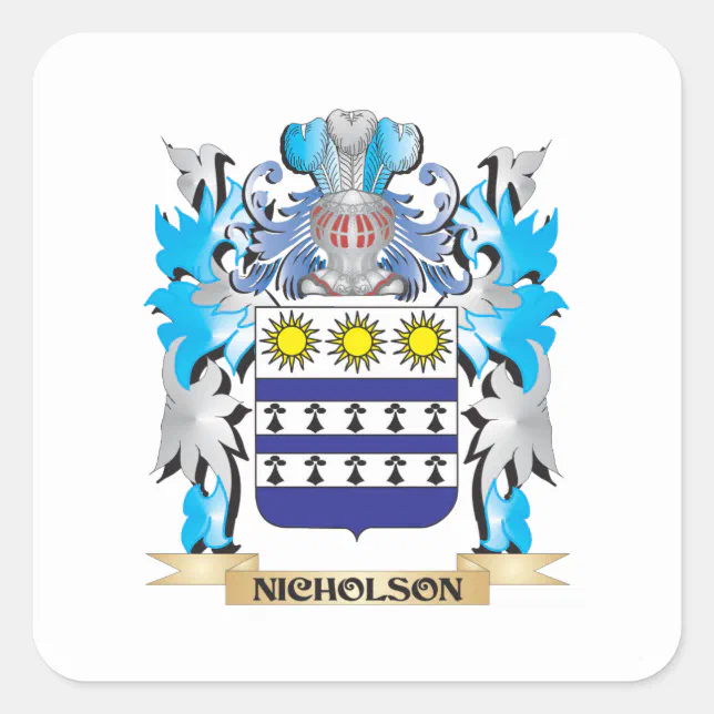 Nicholson Coat of Arms - Family Crest Square Sticker | Zazzle