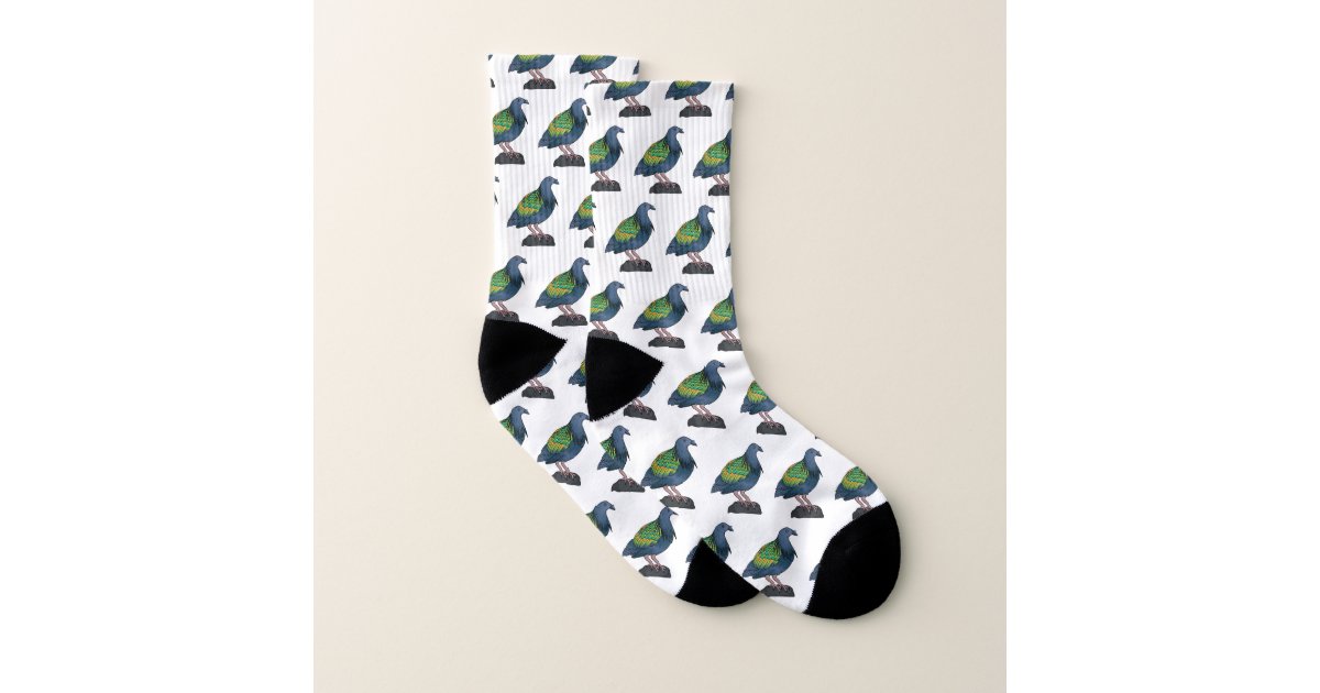 Nicobar pigeon bird cartoon illustration socks | Zazzle