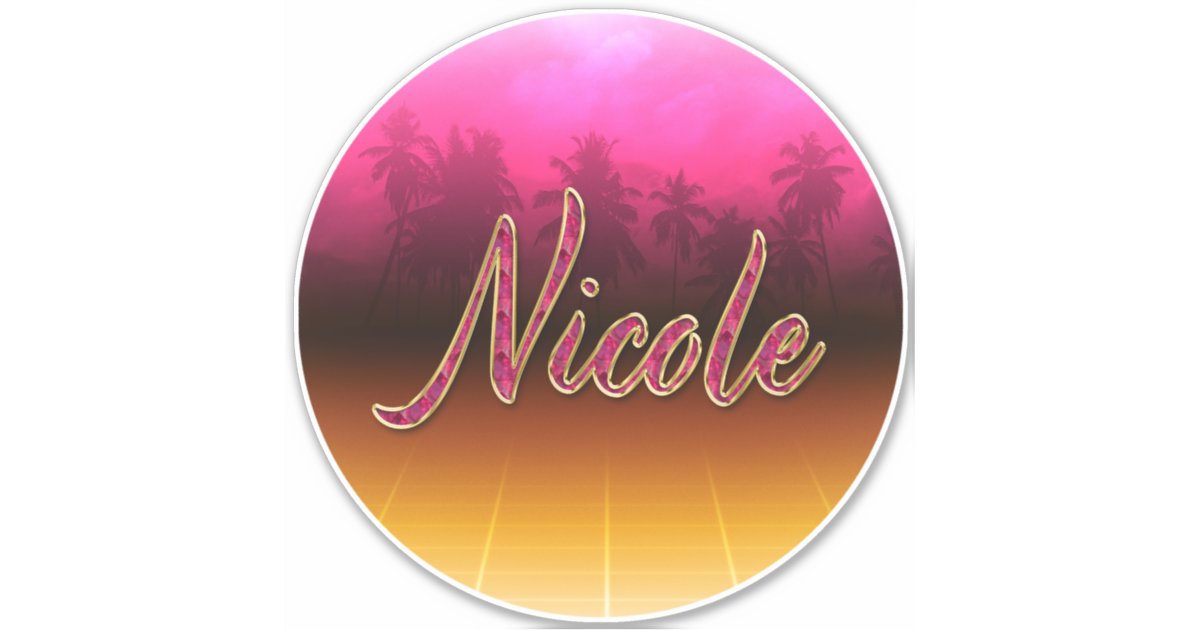 Nicole First Name Golden pink Sticker | Zazzle