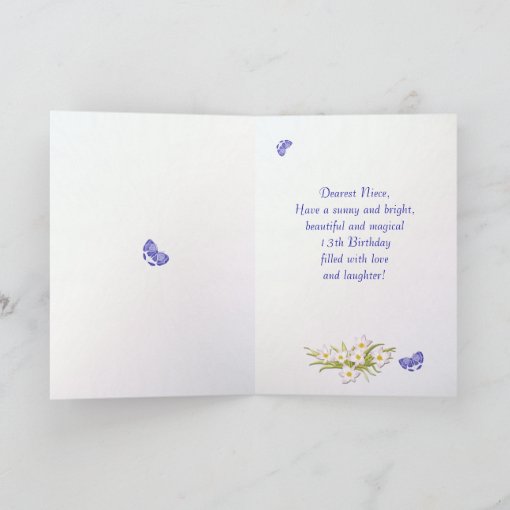 Niece 13th Birthday Butterflies and Flowers Card | Zazzle