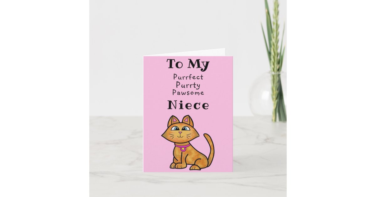 Niece Birthday Card - Cute Cat | Zazzle