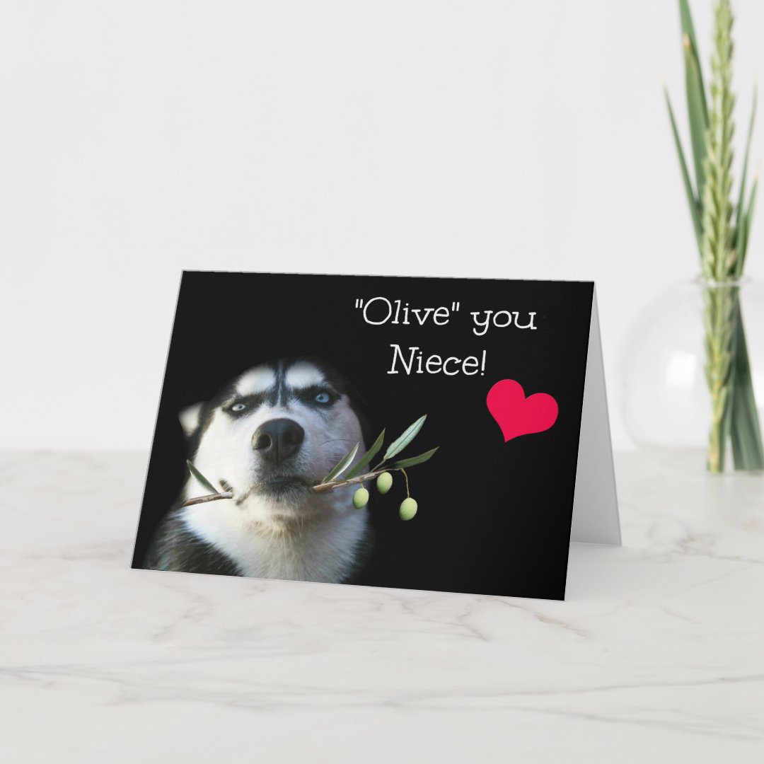 Niece Happy Birthday with Cute Dog Card | Zazzle