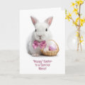 Niece Happy Easter Cute White Easter Bunny Card | Zazzle
