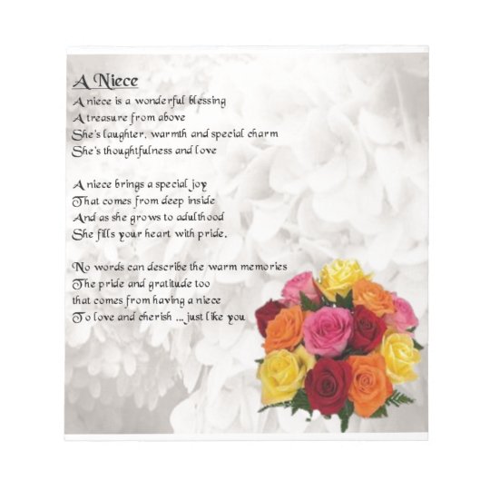 Niece Poem - Flowers Notepad | Zazzle.com