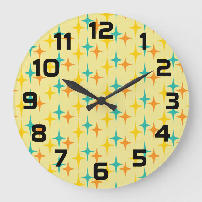 Nifty fifties - triple star clock | Zazzle