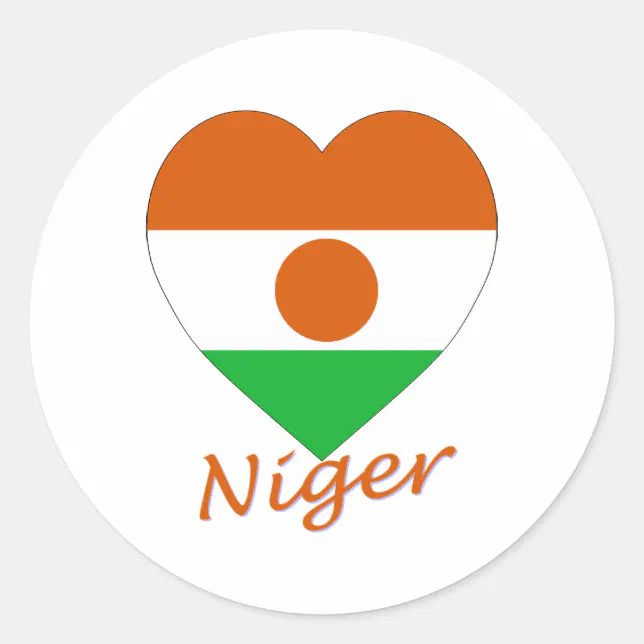 Niger Flag Heart Classic Round Sticker | Zazzle