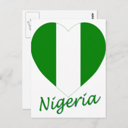 Nigeria Flag Heart Postcard | Zazzle